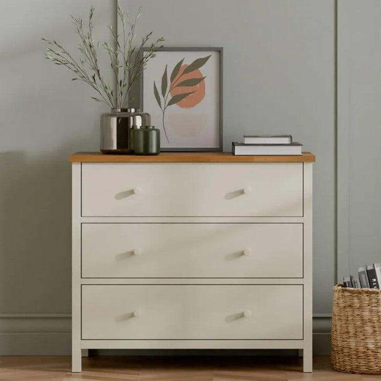 Coxmoor 3 Drawer Chest - Ivory and Oak - Your Home Furniture
