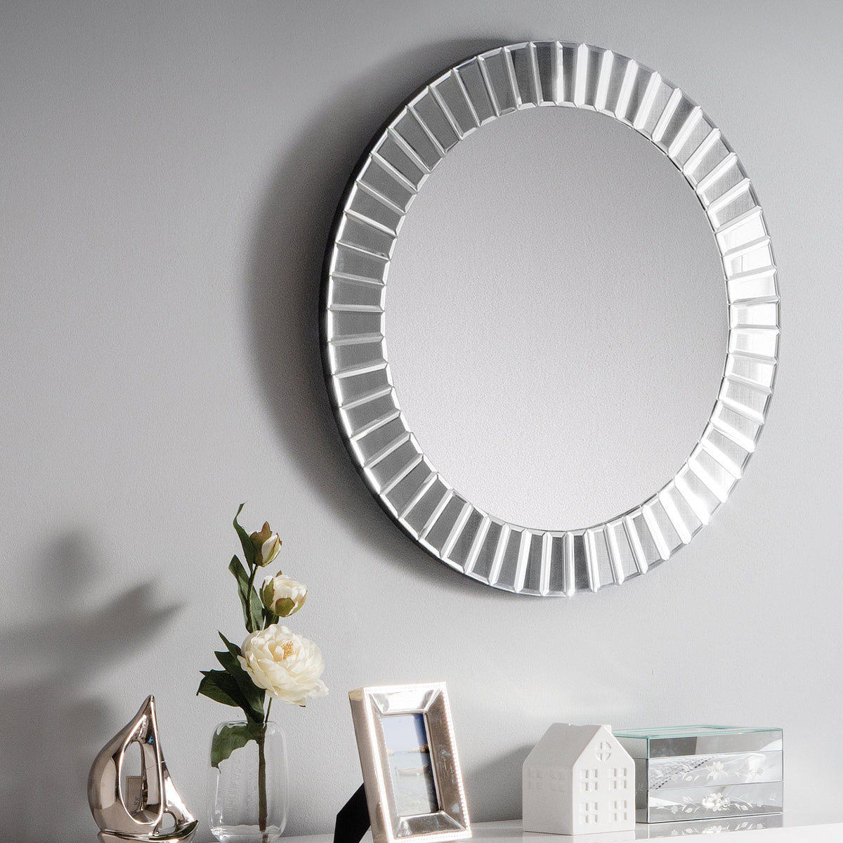 Sonata Small Round Wall Mirror by Julian Bowen - Your Home Furniture