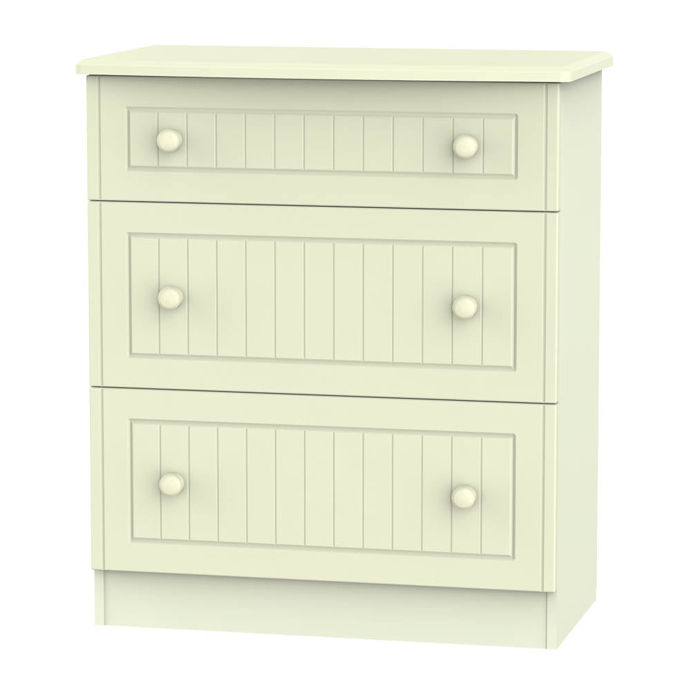 Warwick 3 Drawer Deep Chest of Drawers Cream WAR049 Your Home Furniture