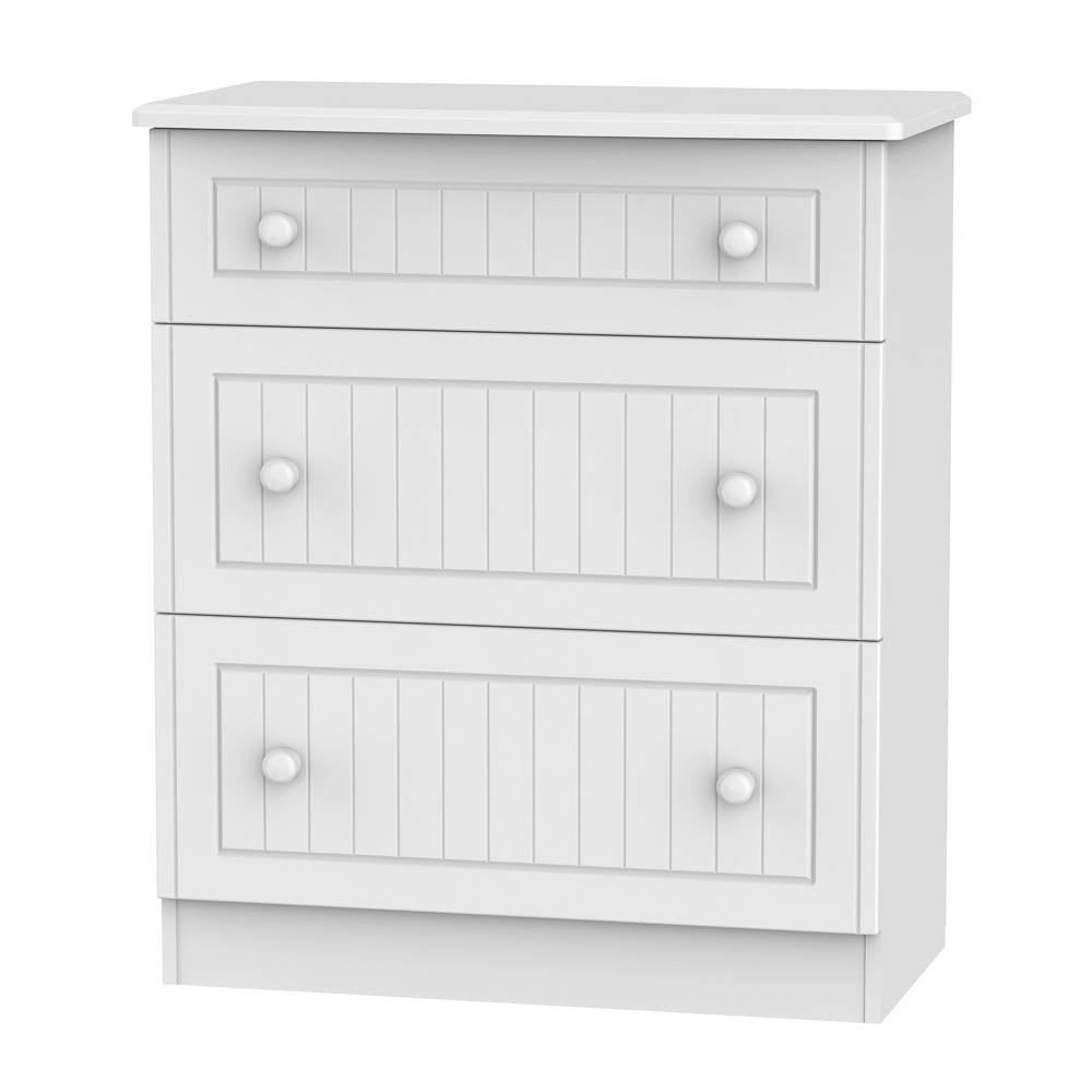Warwick 3 Drawer Deep Chest of Drawers White