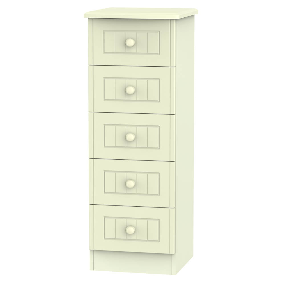 Warwick 5 Drawer Bedside Locker Cream WAR003 Your Home Furniture